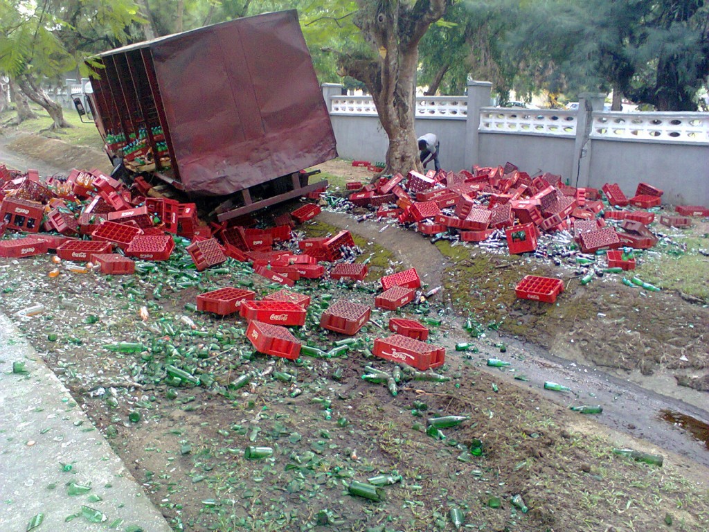Coca Cola Truck Crashes Into Drainage in Calabar - CrossRiverWatch